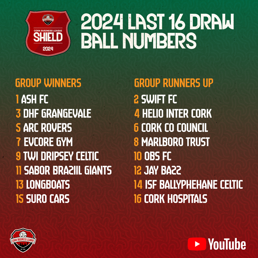 Cork Business League Shield 2024 Last 16 Draw Numbers – Cork Business ...